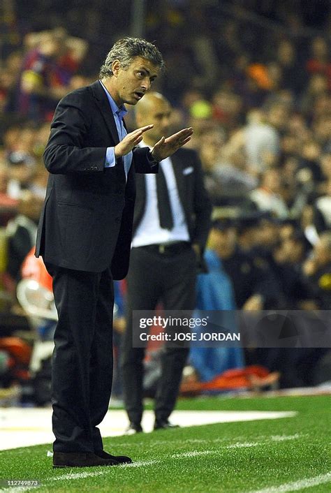 Real Madrids Portuguese Coach Jose Mourinho Gestures During The News Photo Getty Images