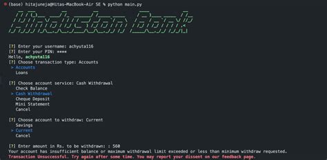 GitHub Hita SE ATM Simulator UE CS Tantrashabhiyantran ATM Simulator