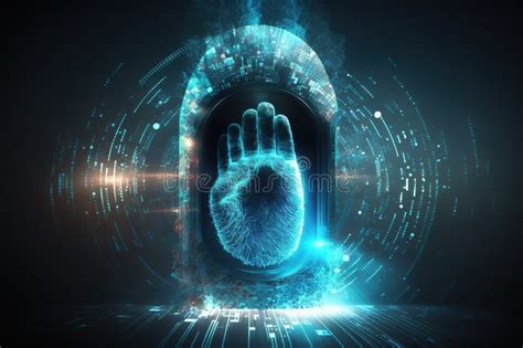 Businessman And Fingerprint Scanning Unlock And Access To Business Data Network Cloud