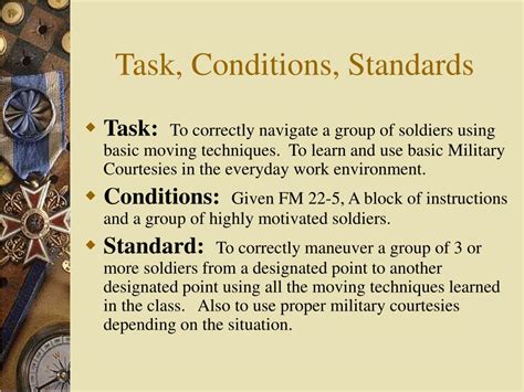 Task Condition Standard Army