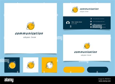 Communication Logo Design With Editable Slogan Branding Book And