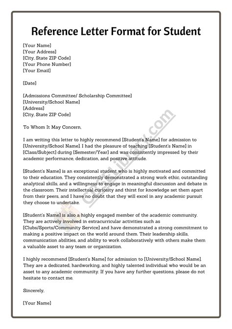 Reference Letter Format Artofit