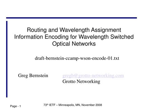 Ppt Routing And Wavelength Assignment Information Encoding For