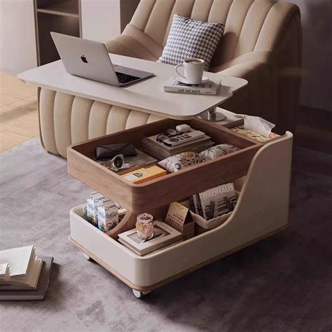 Multi Functional Coffee Table With Lift Storage And Trolley Design