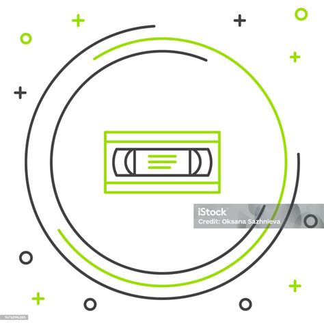 흰색 배경에 격리된 검은색과 녹색 선 Vhs 비디오 카세트 테이프 아이콘 다채로운 개요 개념입니다 벡터 일러스트 레이 션 1990 1999 년에 대한 스톡 벡터 아트 및
