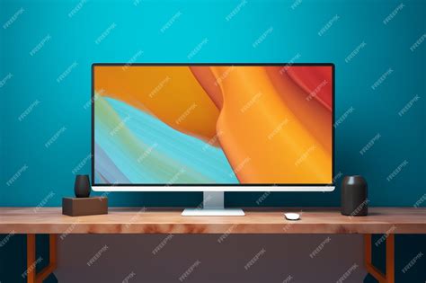 Workspace Elegance A Monitor Gracing A Modern Desk Premium Ai Generated Image