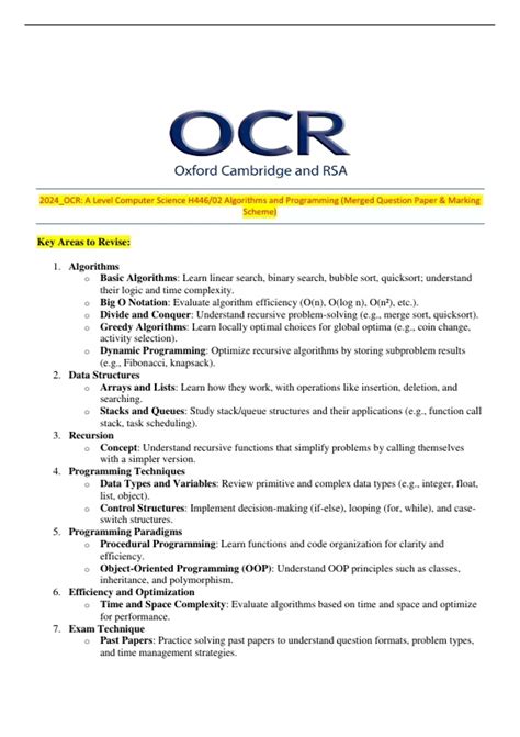 2024ocr A Level Computer Science H44602 Algorithms And Programming