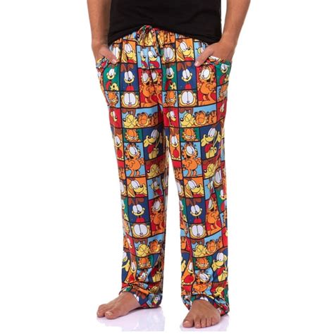 Garfield Comic Mens Odie Paneled Print Sleep Pajama Pants For Adults