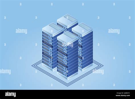 Server Room Isometric Vector Futuristic Technology Of Data Protection And Processing