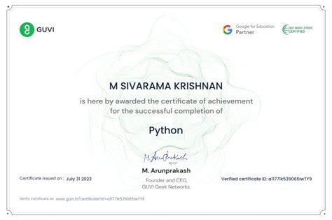 Sivarama Krishnan M On Linkedin Python Enthusiast 🐍 Completed Guvi Course Seeking