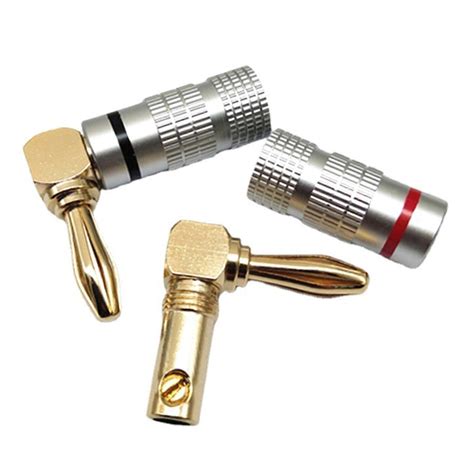 Gold Plated Speaker Plugs Stackable Banana Plugs For Speaker Wire Right
