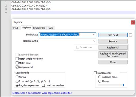 Wildcard String In Notepad To Replace Date Format Stack Overflow
