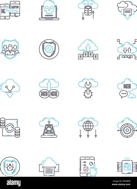 Web Security Linear Icons Set Firewall Encryption Malware Antivirus Phishing Vulnerability