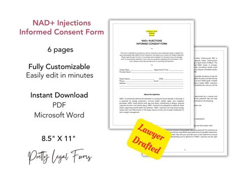 Nad Consent Form Nad Injection Informed Consent Template Iv Therapy