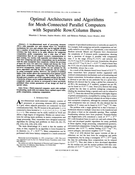 Pdf Optimal Architectures And Algorithms For Mesh Connected Parallel