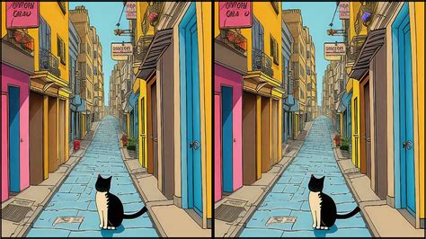 Фото загадка дня про 5 отличий на картинке с гуляющим котом интересная и короткая головоломка с