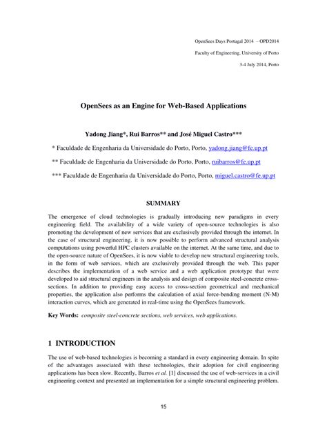 Pdf Opensees As An Engine For Web Based Applications