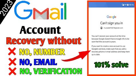 How To Recover Gmail Account Without Recovery Email And Phone Number In 2023 Youtube