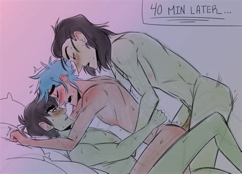 Rule 34 2d Gorillaz 3boys Ace Copular Anal Sex Black Hair Blue Hair
