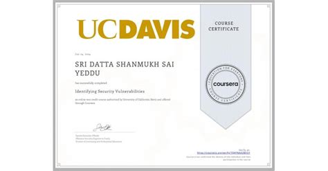 Sri Datta Shanmukh Sai Yeddu On Linkedin Completion Certificate For Identifying Security