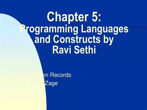 PPT Chapter 5 Programming Languages And Constructs By Ravi Sethi