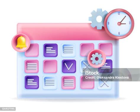 3d 캘린더 일정 일러스트레이션 벡터 약속 계획 개념 시간 작업 작업 시계 알림 벨 3차원 형태에 대한 스톡 벡터 아트 및 기타 이미지 Istock