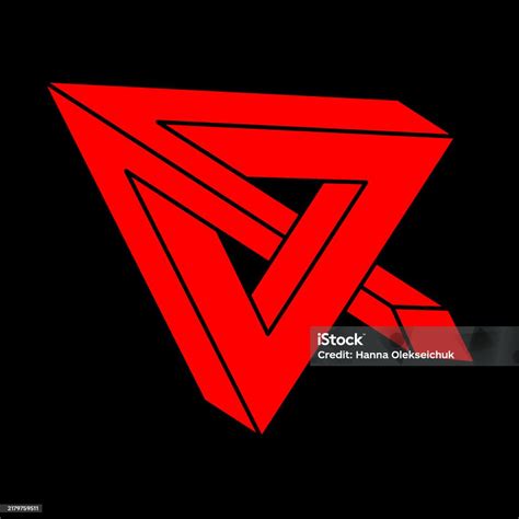 불가능한 모양 신성한 기하학 화살표입니다 착시 수치 추상적이고 영원한 기하학적 물체 불가능한 끝없는 윤곽선 모양 옵 아트 로고 검은색 배경에 불가능한 기하학 모양입니다 3