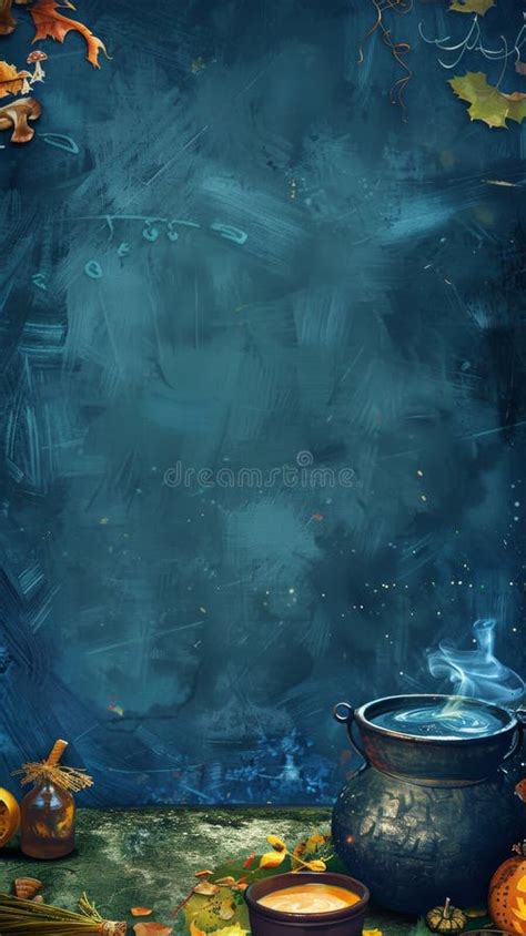 Witch S Brew Border With Cauldron And Magic Brew Stock Illustration