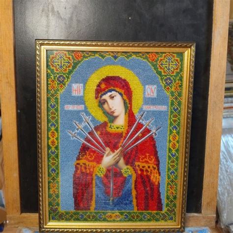Картина бісером семистрільна божа матір — ціна 1500 грн у каталозі Ікони Купити товари для дому