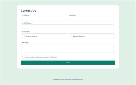 Frontend Mentor Responsive Contact Form With Validation Functionality