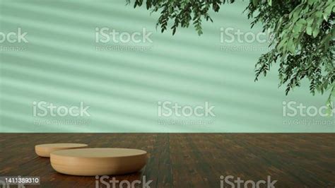 제품 프리젠 테이션을위한 그린 룸 자연 나무 연단 데모를위한 배경 3d 렌더링 형판에 대한 스톡 사진 및 기타 이미지 형판 가지 식물 부위 강단 Istock