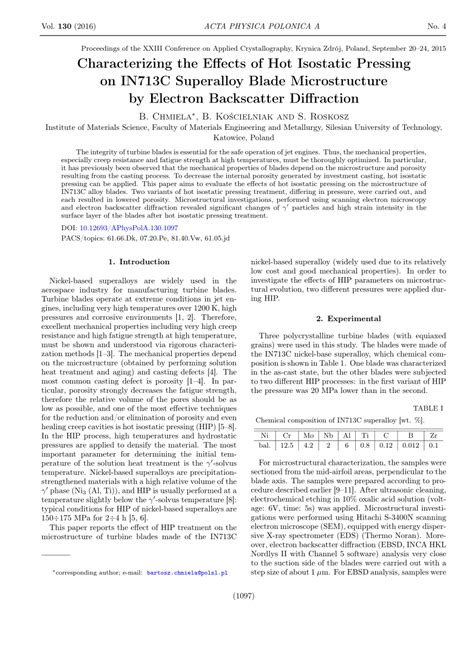 Pdf Characterizing The Effects Of Hot Isostatic Pressing On In713c Superalloy Blade