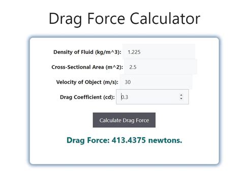 Drag Force Calculator Savvy Calculator