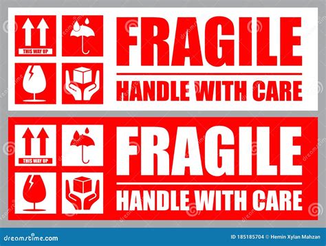 Fragile Package Label Set Stock Vector Illustration Of Goods 185185704