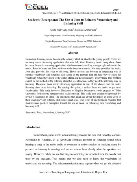 Renita Rizky Anggraini Maulida Arum Fauzi Pdf Vocabulary Learning