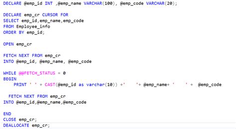 Sql Server Cursor Sql Bi Tutorials
