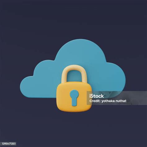 어두운 배경에 고립 된 자물쇠가있는 파란색 구름 기호의 3d 렌더링 클라우드 스토리지 기술 최소 스타일 3차원 형태에 대한 스톡 사진 및 기타 이미지 Istock