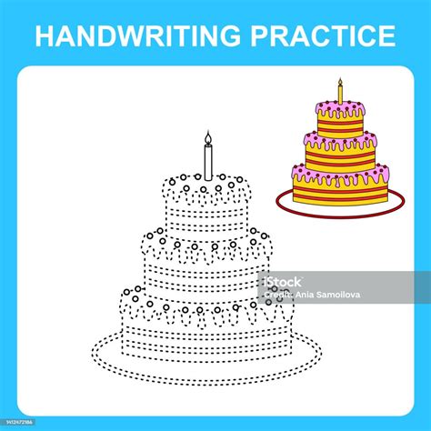 필기 연습 선을 추적하고 케이크를 색칠하십시오 교육 아이 게임 색칠 공부 시트 시트 인쇄 가능한 워크 시트 벡터 일러스트 레이