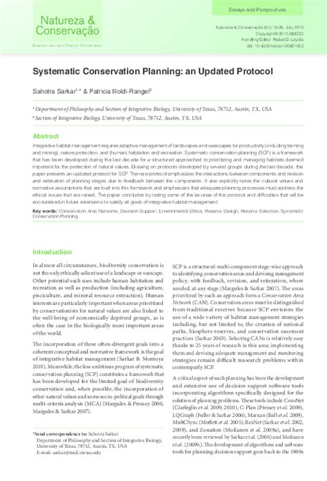 Pdf Systematic Conservation Planning An Updated Protocol