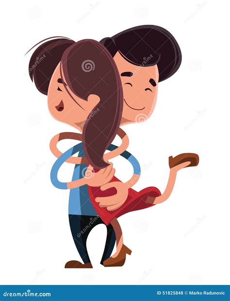 Couple Hugging Each Other Illustration Cartoon Character Stock