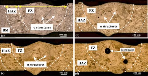 Optical Micrographs Of Cross Section Of As Welded Specimens At Ebw Download Scientific Diagram