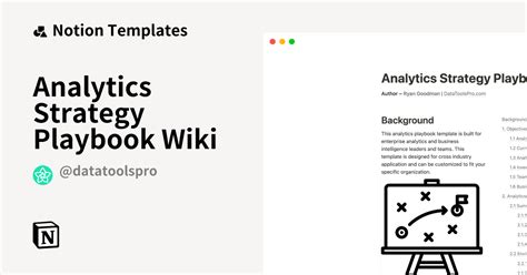 Analytics Strategy Playbook Wiki Template By Datatools Pro Notion Marketplace