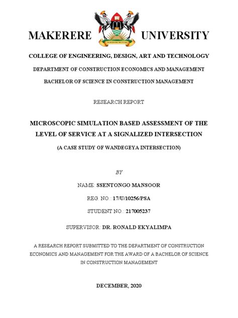 Microscopic Simulation Based Assessment Of The Level Of Service At A Signalized Intersection