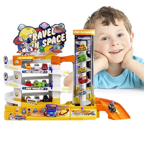 신제품 전기 레일 자동차 빌딩 주차장 자동차 장난감 어린이 두뇌 기계식 대화형 레일 자동차 교육 테이블 게임 플레이 차량 및 모델