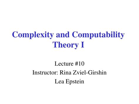 ppt complexity and computability theory i powerpoint presentation