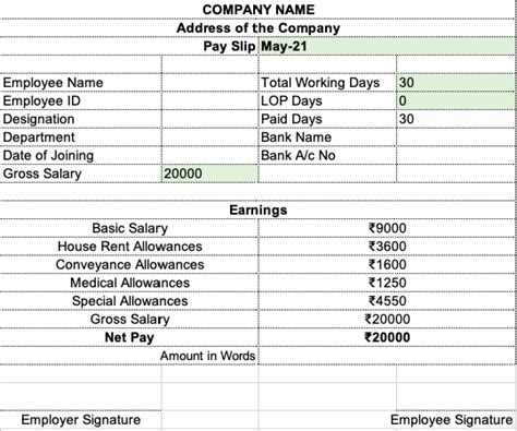 Simple Salary Slip Formats In Excel Word PDF Download
