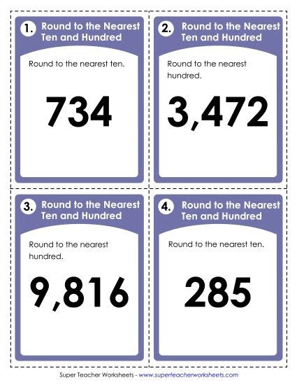 Rounding To The Nearest Ten And Hundred Printable Pdf Worksheet