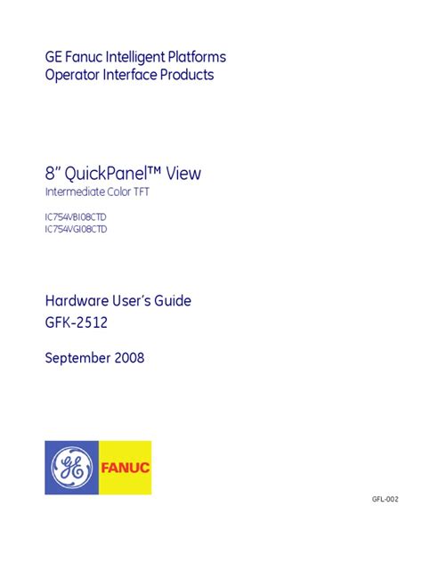 8 Quickpanel™ View Ge Fanuc Intelligent Platforms Operator Interface Products Pdf File