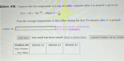 Solved Blem Suppose That The Temperature Of A Cup Of Chegg Com
