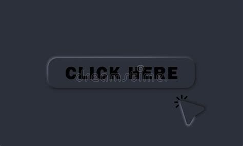 click here button with hand cursor click here icon with pointer clicking user interface